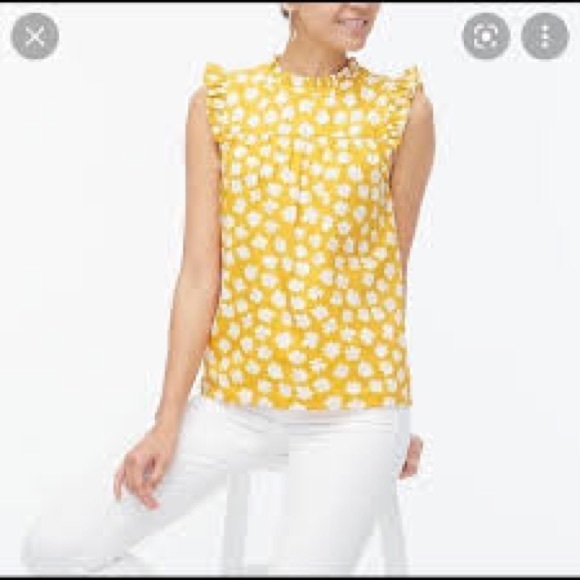 J. Crew | Tops | J Crew Ruffleneck Top Cotton Poplin | Poshmark